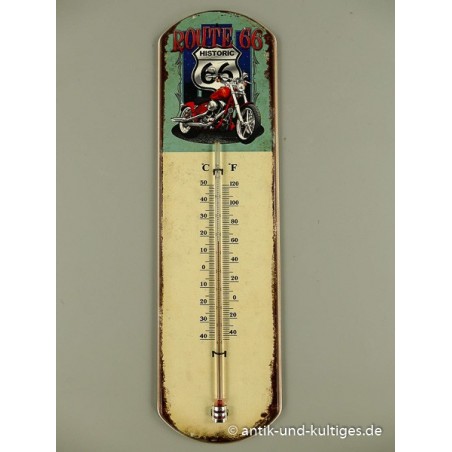 Blechschild mit Thermometer Route 66 - Route 66 - Antik und Kultiges