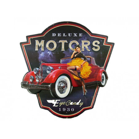 Blechschild Deluxe Motors Pin Up Girl - Pin Up Girls - Antik und Kultiges